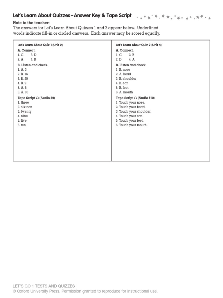LTG 00 Ut Lets Learn Answerkey | PDF | Quiz
