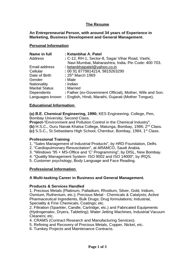 Ketan Resume | PDF | Precious Metals | Metallic Elements