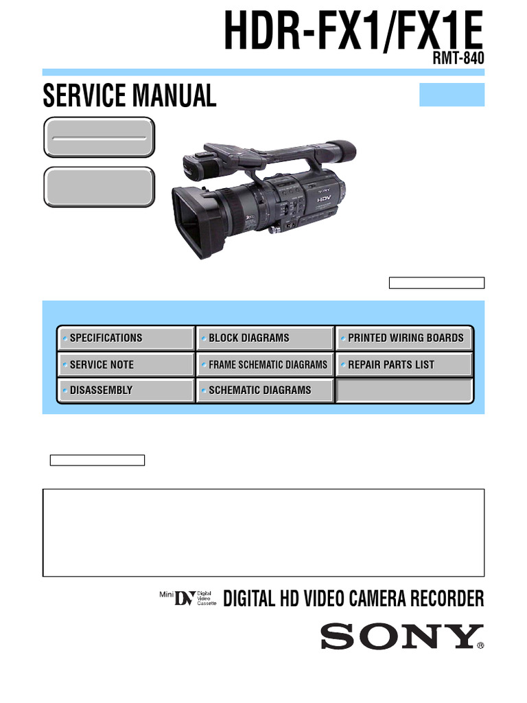Sony hdr-fx1 Fx1e Level-2 Ver-1.6 SM | PDF | Soldering | Power Supply