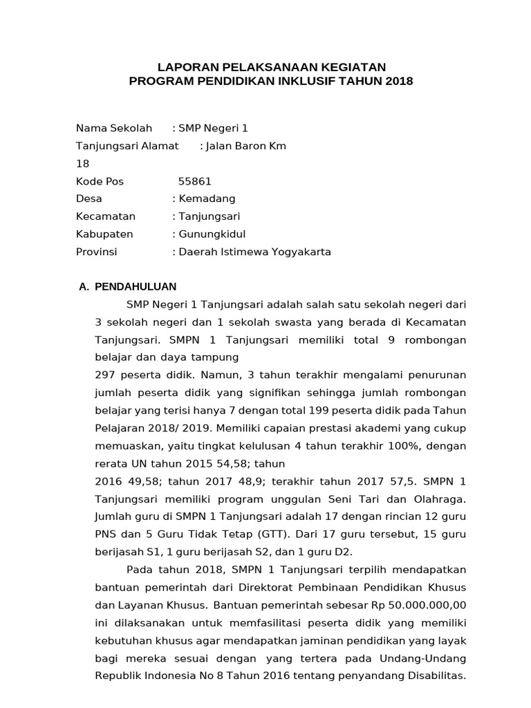 Laporan Program Pendidikan Inklusif - Compress | PDF