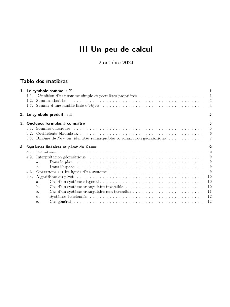 Calcul des sommes et produits en mathématiques | PDF | Somme ...