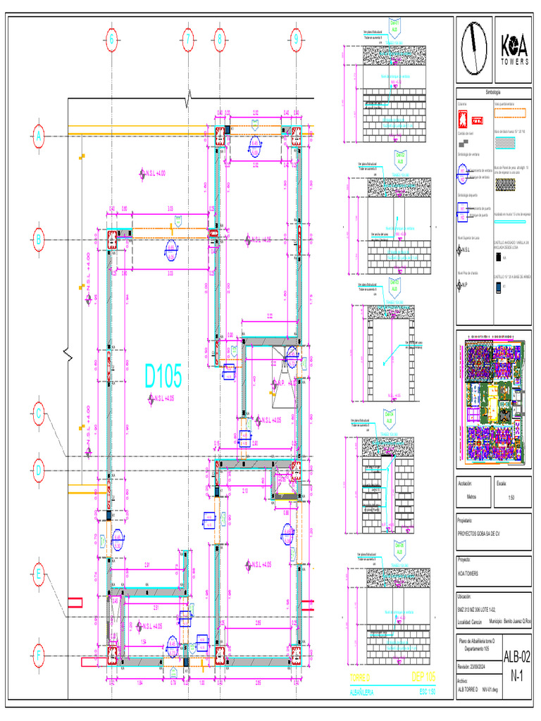 Plano Albañilería Torre D Dep. 105 | PDF