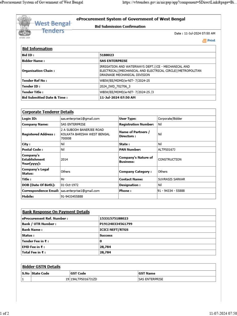 Eprocurement System of Government of West Bengal | PDF | Computing