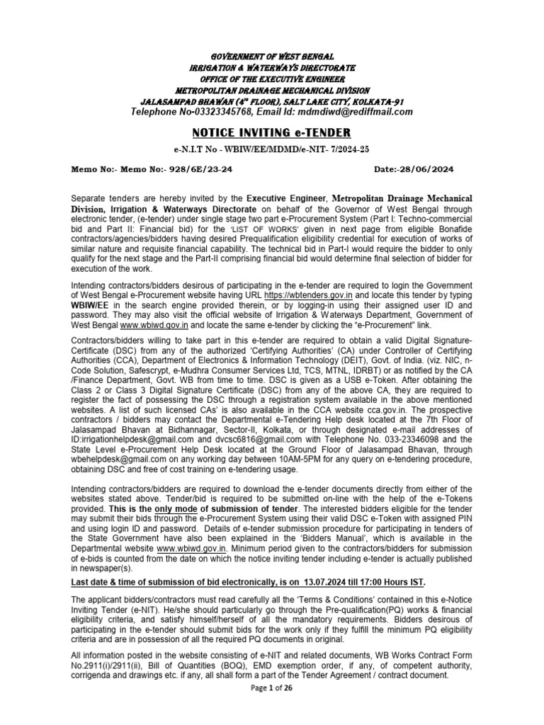 Tendernotice 1 | PDF