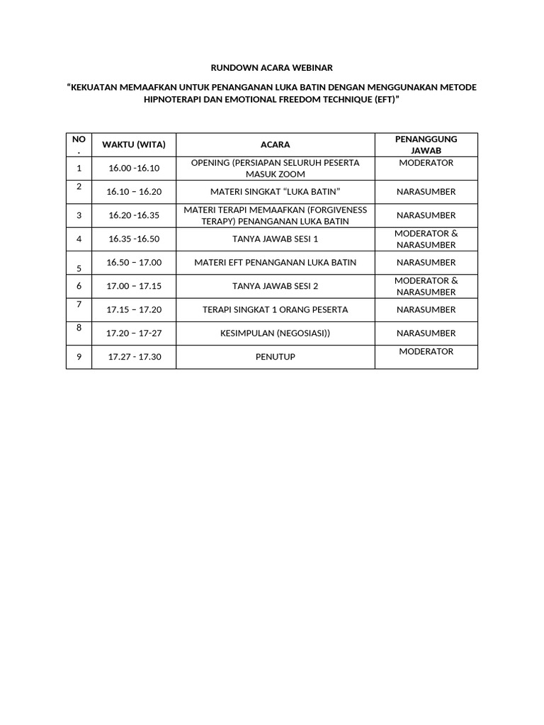 Rundown Acara Webinar | PDF