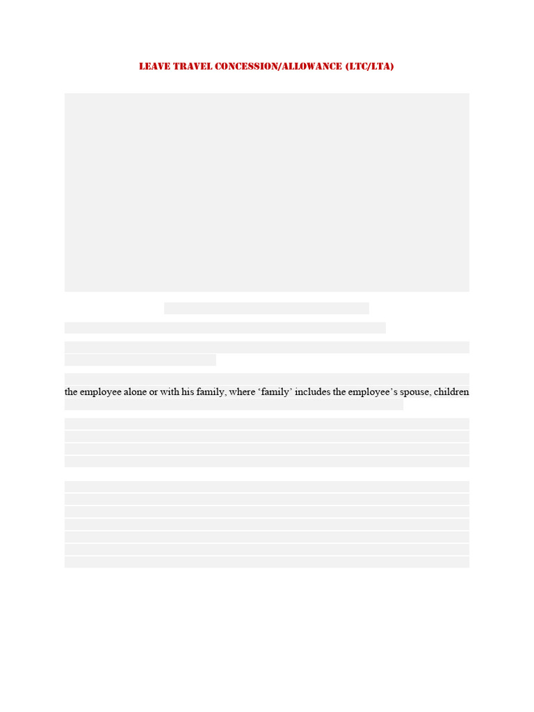 Leave Travel Concession/Allowance (LTC/LTA) | PDF | Tax Exemption | Employment