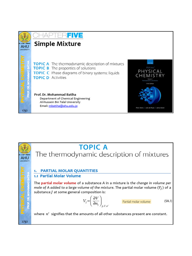 Chapter 5 - Simple Mixture Part 1 | PDF | Gases | Applied And ...