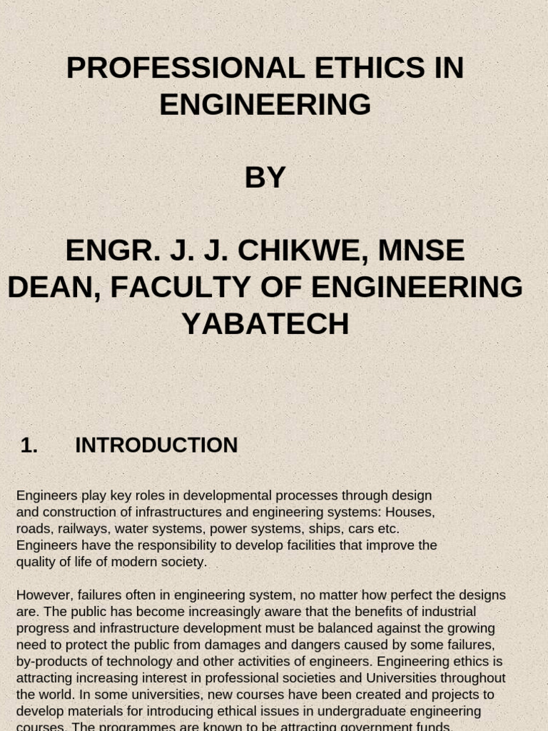 Professional Ethics in Engineering | PDF | Engineering | Engineer