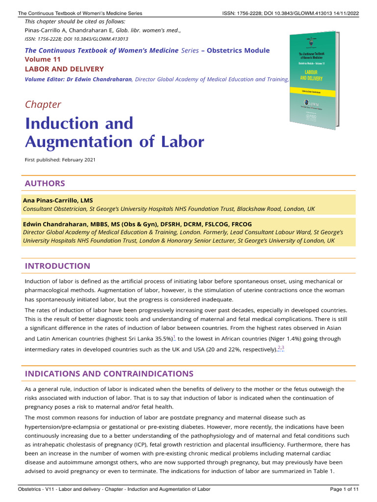 Induction and Augmentation of Labor 1668450961 | PDF | Childbirth ...