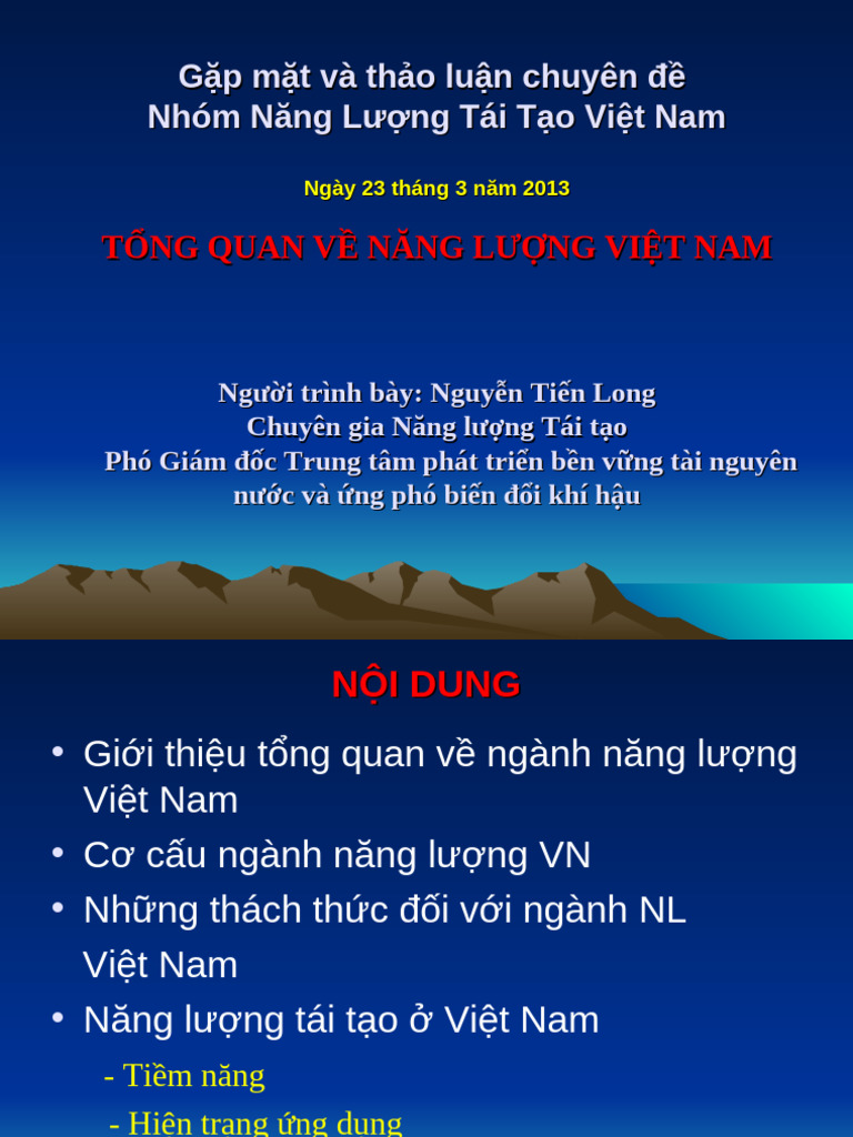 Tong Quan Nang Luong Tai Tao VN - Nguyen Tien Long | PDF