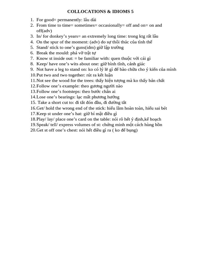 Collocations and Idioms 5 | PDF