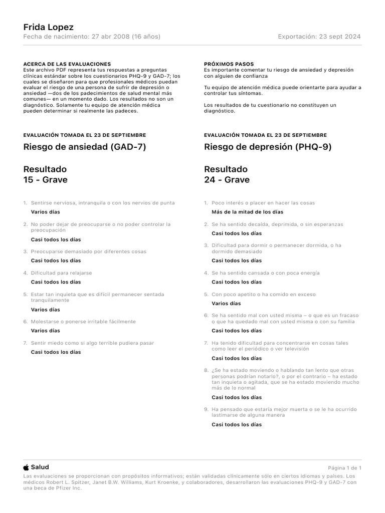 Salud - Frida Lopez - Bienestar Mental 2024-09-23 | PDF | Ansiedad ...
