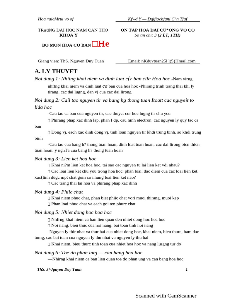 Trac Nghiem Hoa Dai Cuong Vo Co | PDF | Chemical Compounds | Physical Chemistry
