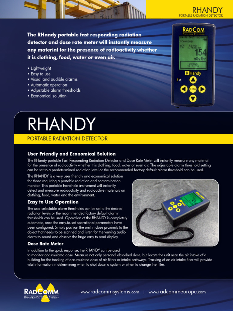 RHandy Portable Radiation Detector | PDF | Radioactive Contamination ...