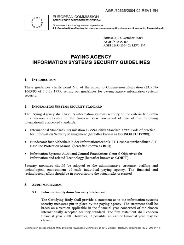 EU Information Systems Security Guidelines | PDF | Audit | Risk Management