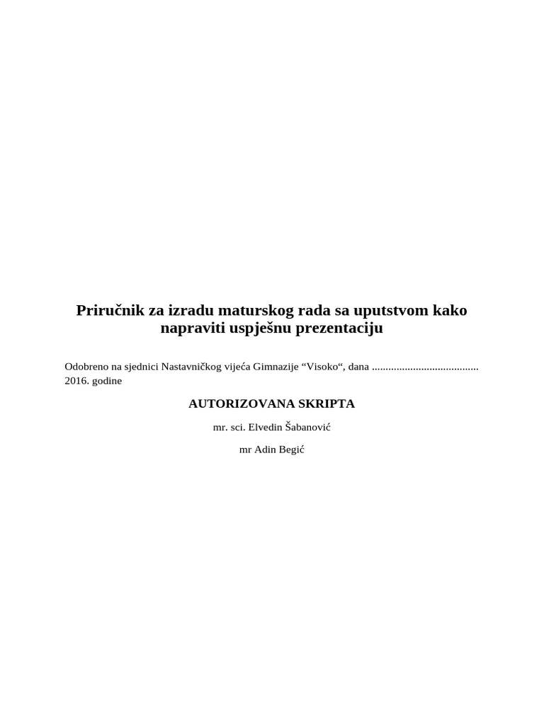 Maturski Rad Adin I Elvedin | PDF