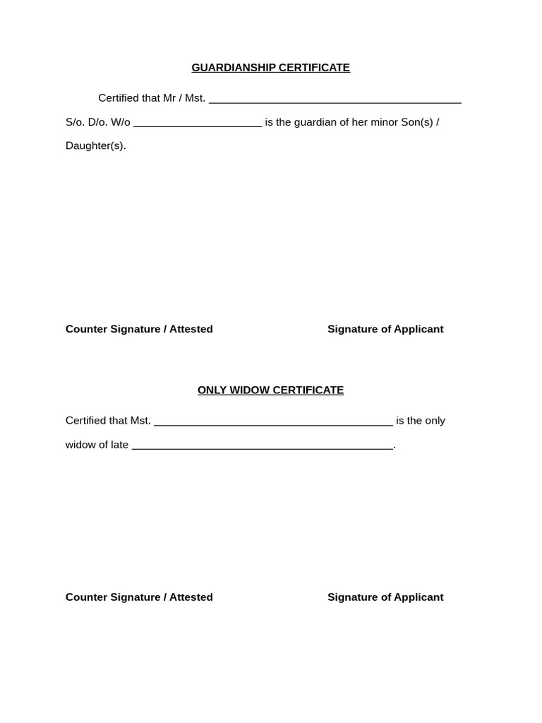 Guardianship Certificate | PDF