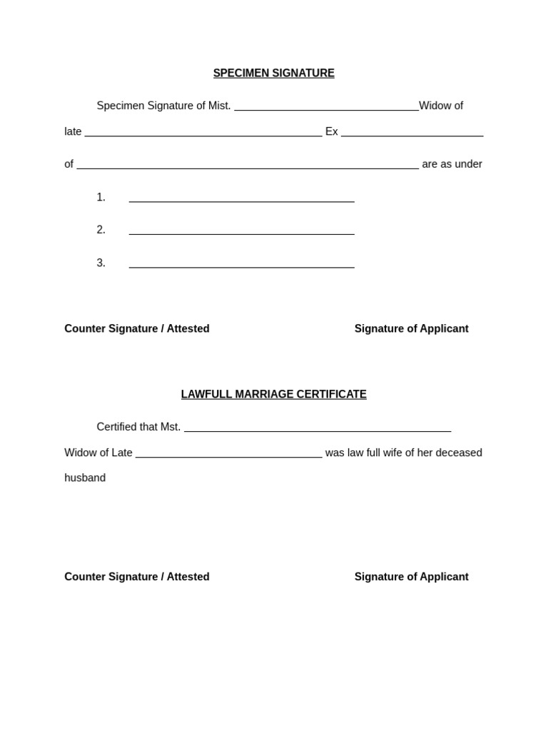 Specimen Signature | PDF