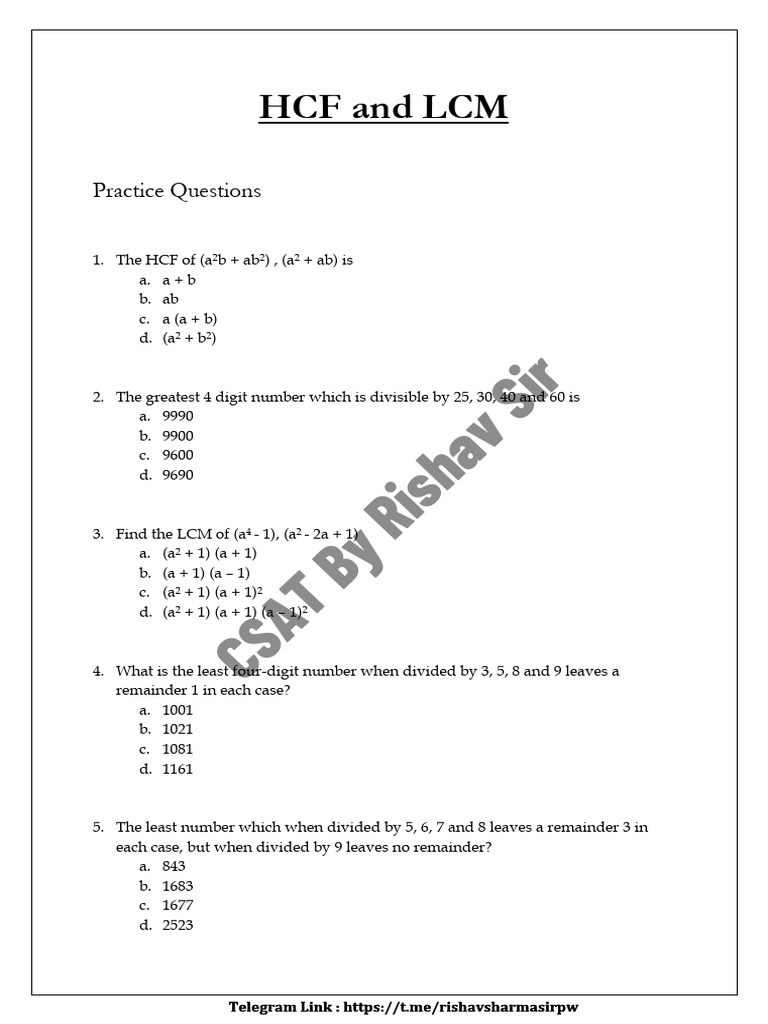 1 Handout HCF LCM | PDF