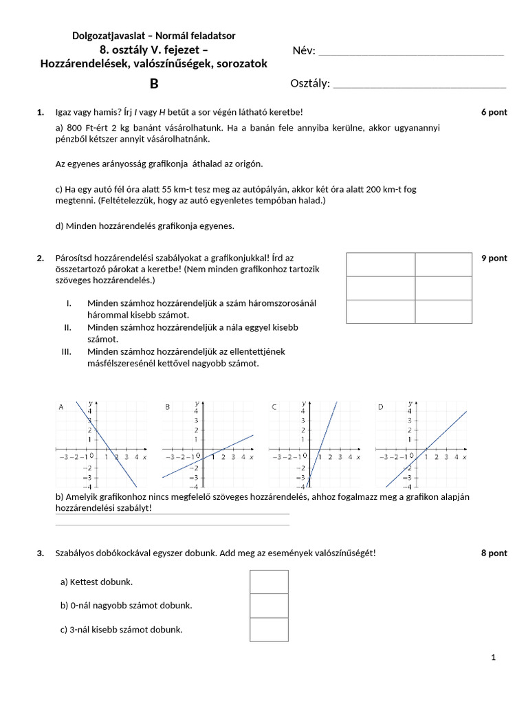 Matematika8 - 5 - Fuggvenyek, Sorozatok - BF | PDF
