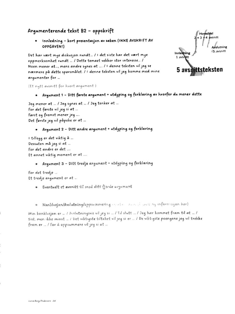 Argumenterende Tekst B2-Oppskrift | PDF