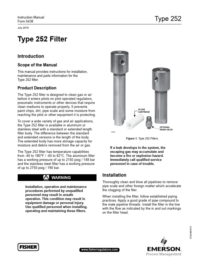 Type 252 Filter Instruction Manual | PDF | Valve | Pipe (Fluid Conveyance)