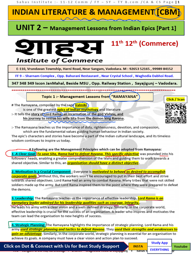 1HT) IKS - IL&M (Unit 2) Study Pamphlet (MSU SAHAS INSTITUTE) | PDF | Ramayana | Vaishnava Texts