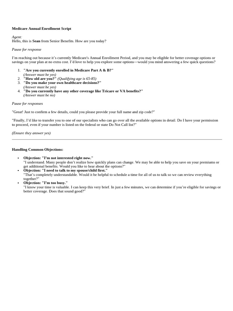 Medicare Enrollment Script 2025 | PDF