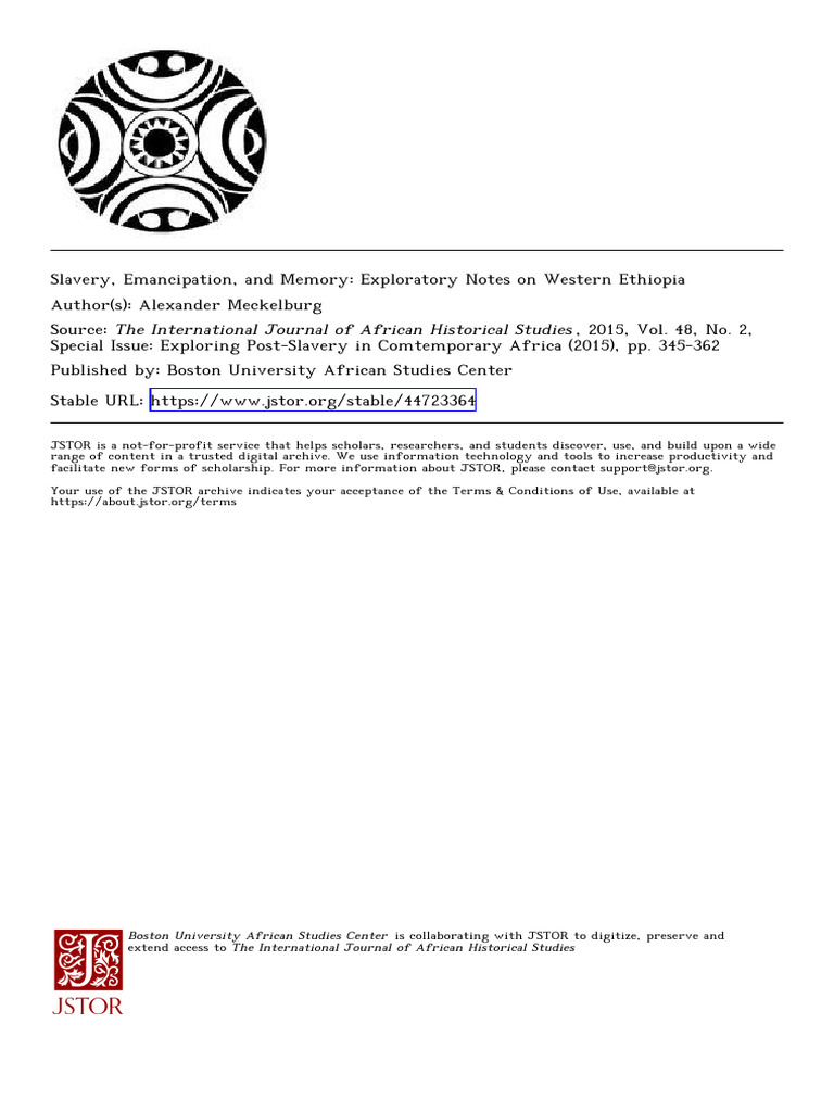 Alexander Meckelburg Slavery, Emancipation, and Memory Exploratory ...