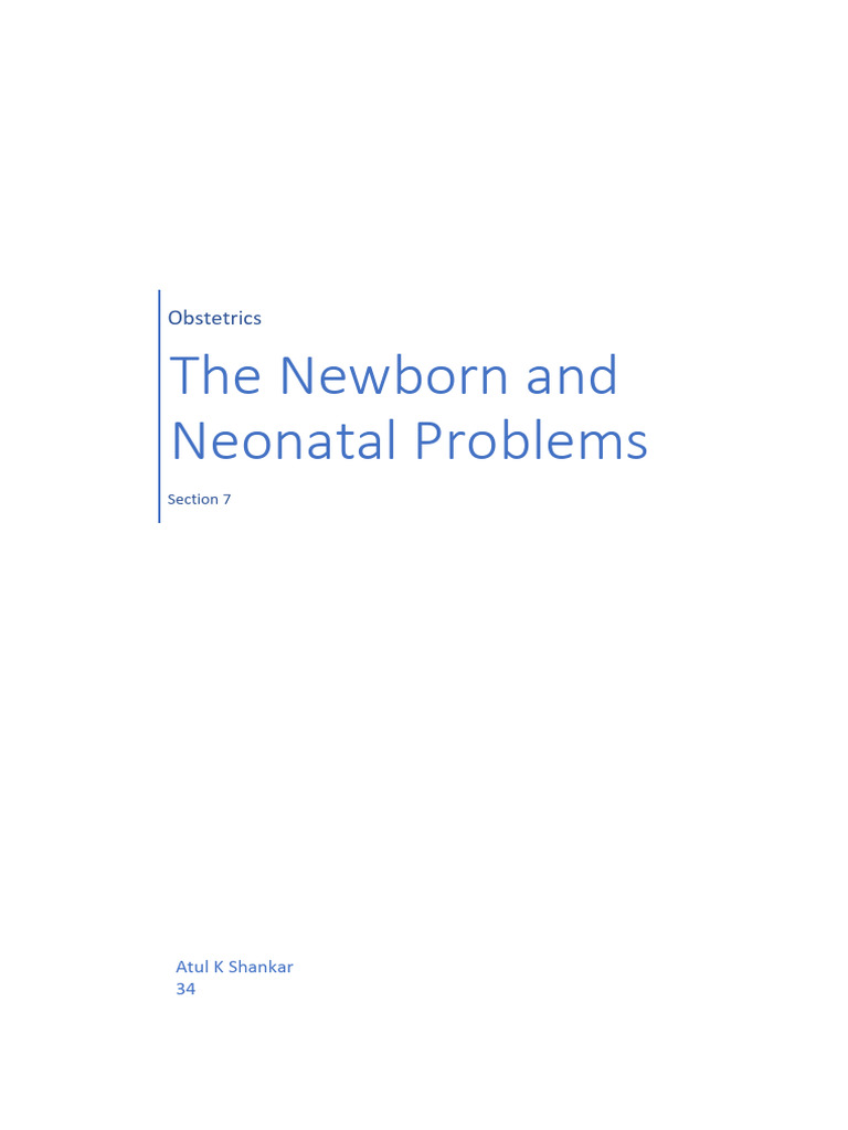The Newborn and Neonatal Problem | PDF | Sepsis | Medical Specialties