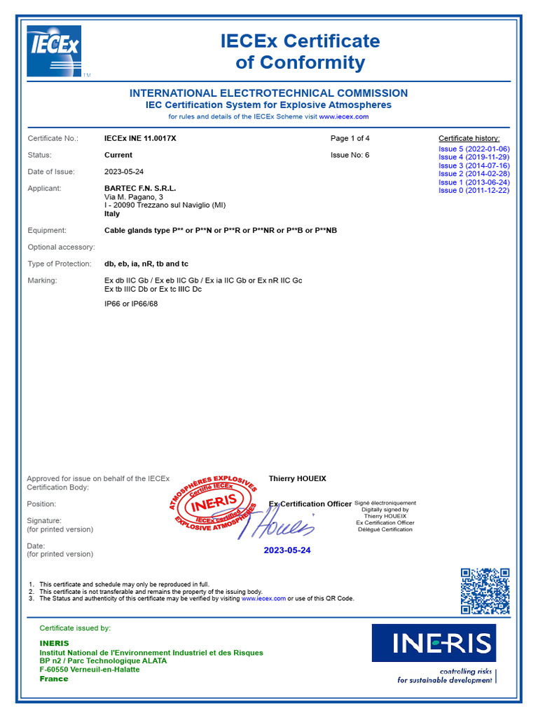 Certificate IECEx INE 11.0017X-06 Cable Glands | PDF | Technology ...