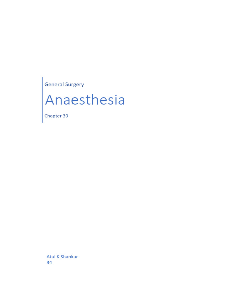 Anaesthesia | PDF | Anesthesia | Diseases And Disorders