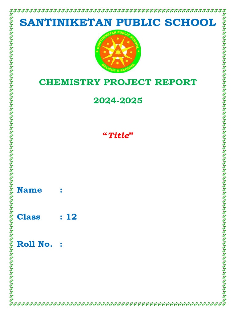 Chemistry Project (Front Page, Certificate & Declaration) | PDF | Art