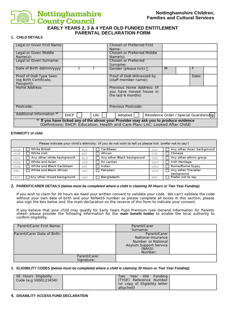 Parent Declaration Form | PDF
