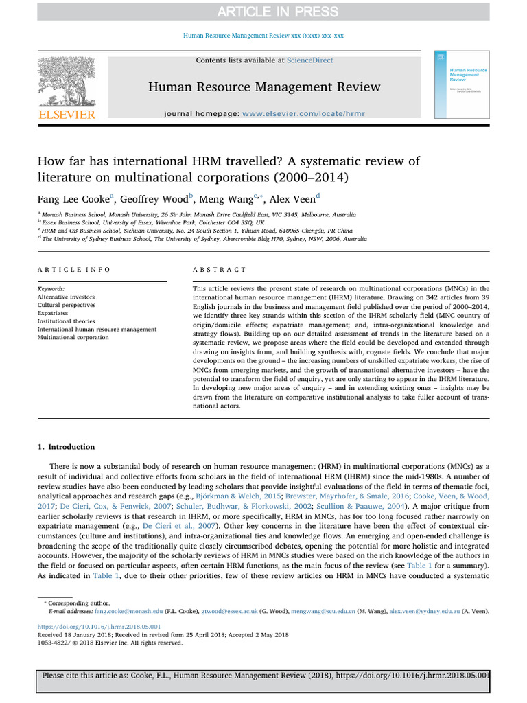 05 2018 HRMR IHRM Review | PDF | Human Resource Management | Quantitative Research