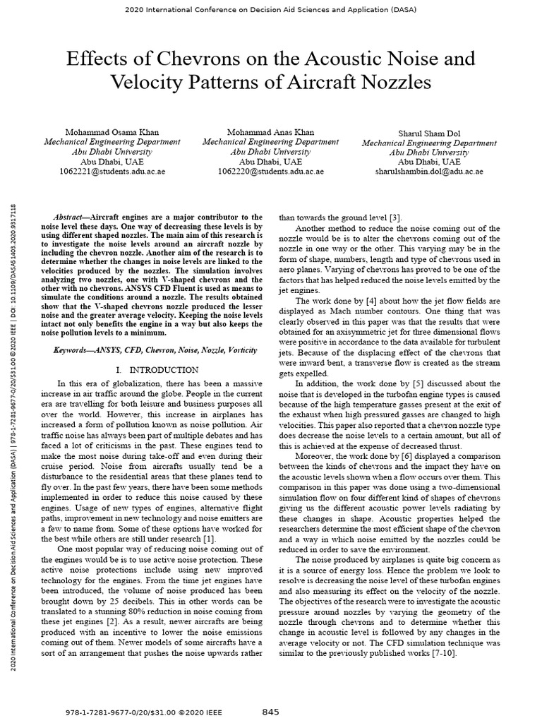 Effects of Chevrons On The Acoustic Noise and Velocity Patterns of ...