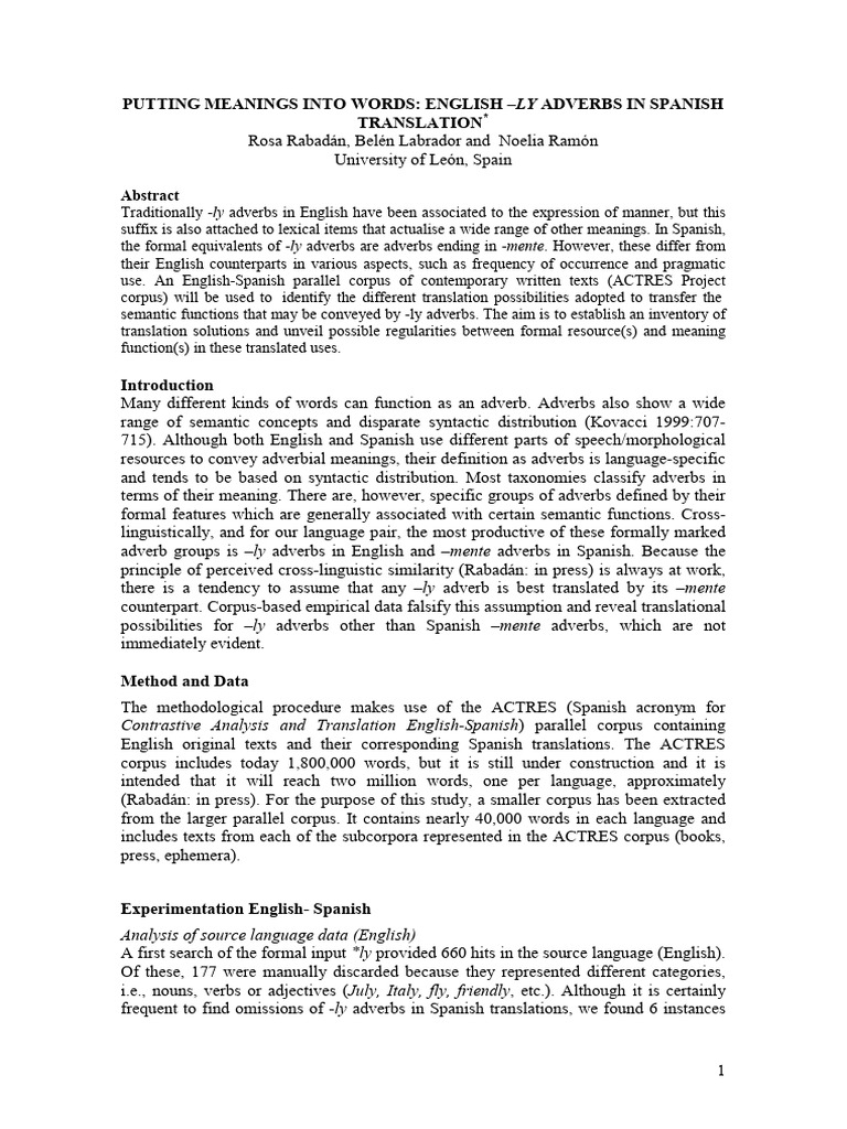 Putting Meanings Into Words... | PDF | Adverb | English Language