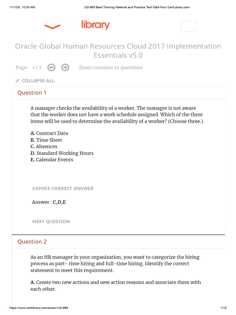 Oracle Global Human Resources Cloud 2017 Implementation Essentials V5 0