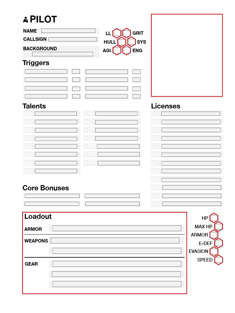 Lancer - Character Sheets Fillable | PDF
