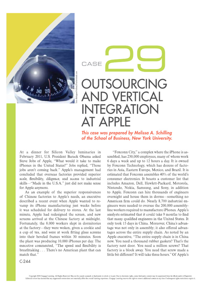 Outsourcing and Vertical Integration at Apple - Updated | PDF