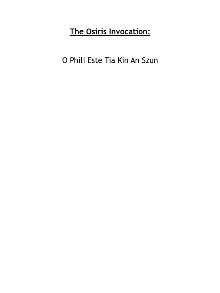 The Osiris Invocation | PDF