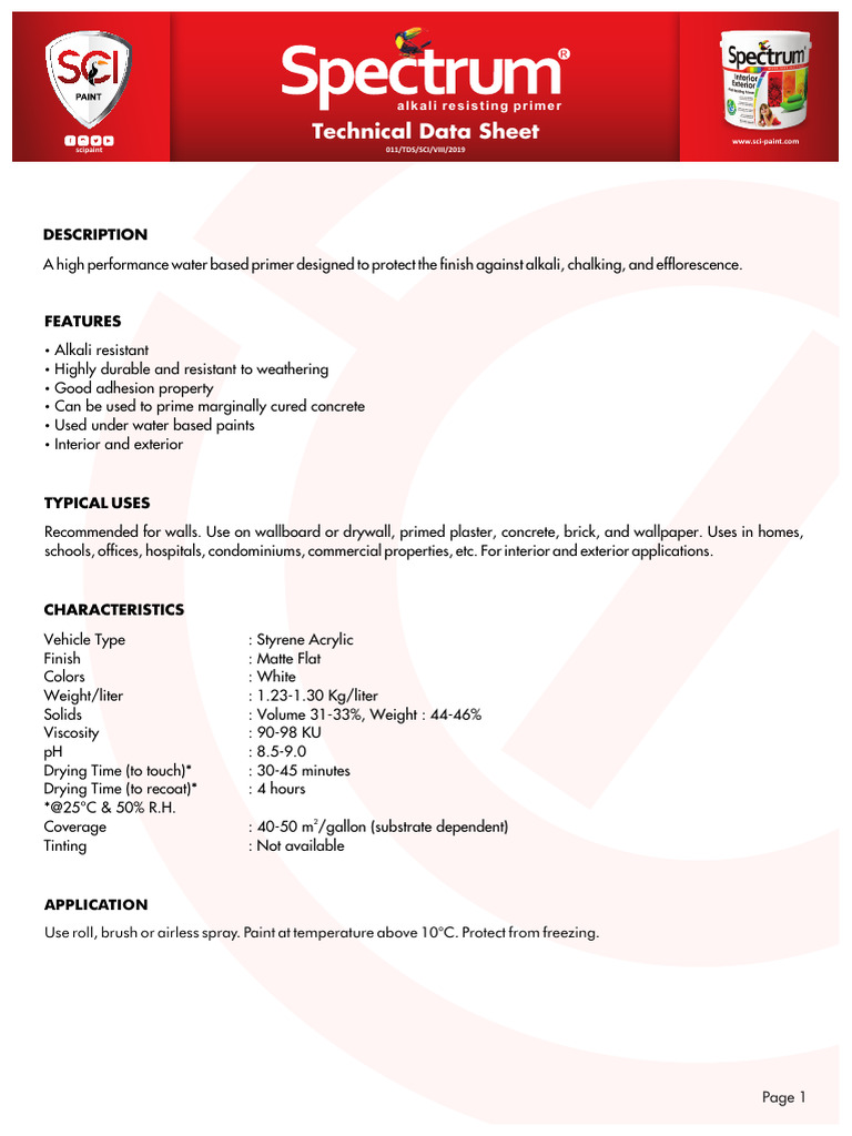 1577424049TDS Spectrum Alkali | PDF | Paint | Drywall