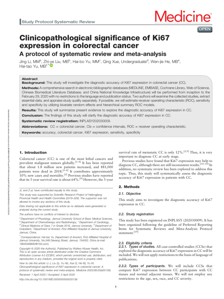 Clinicopathological Significance Of Ki67 Expression In Colorectal