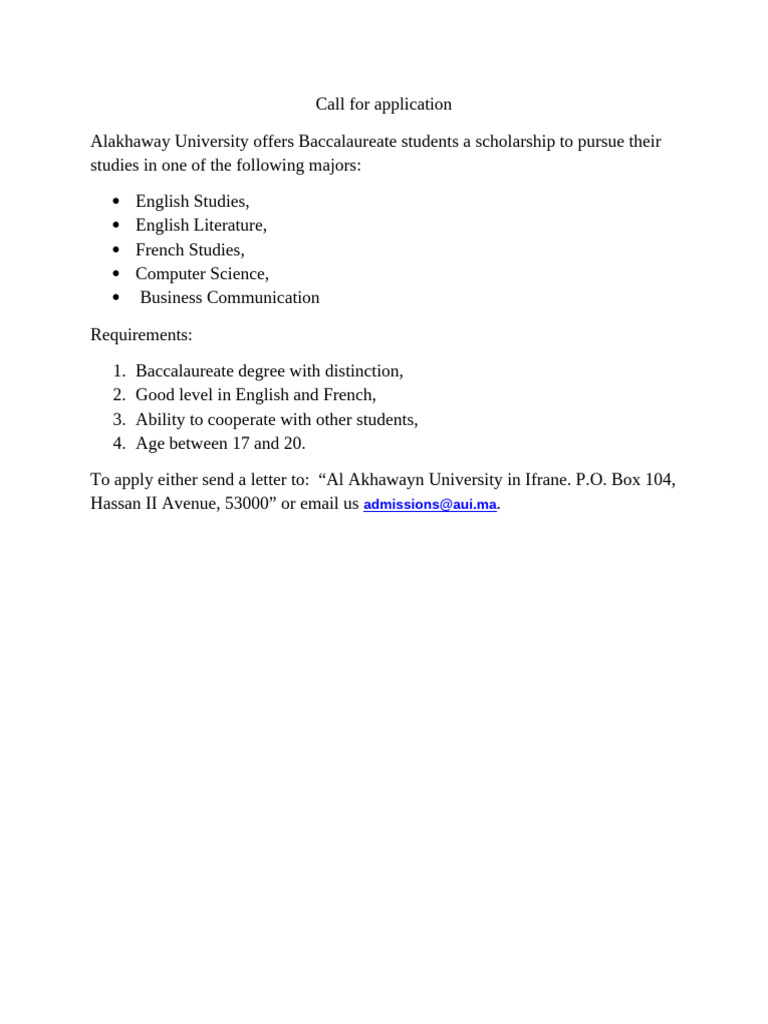 Call For Application | PDF