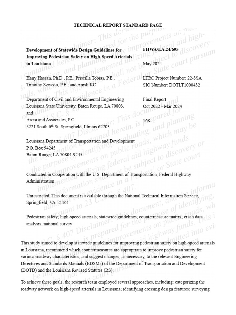 LTRC 22-3SA FR 695 Development of Statewide Design Guidelines For ...