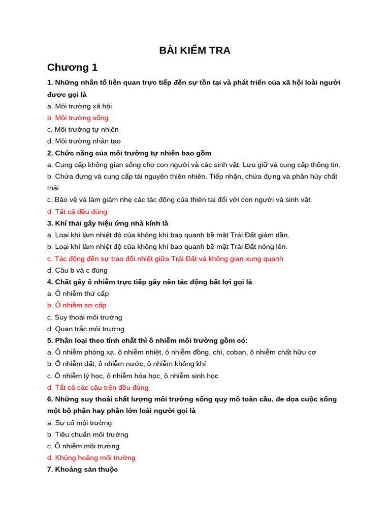 Bài Kiểm Tra CNMT | PDF