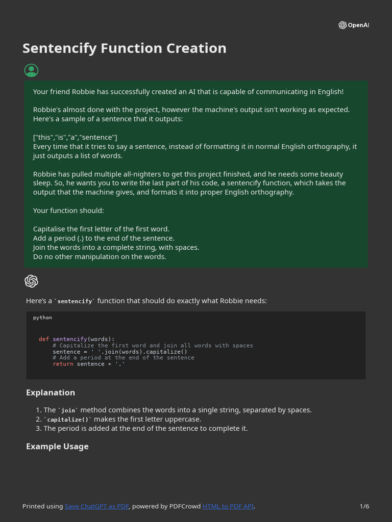 Sentencify Function Creation | PDF | Acronym | Letter Case