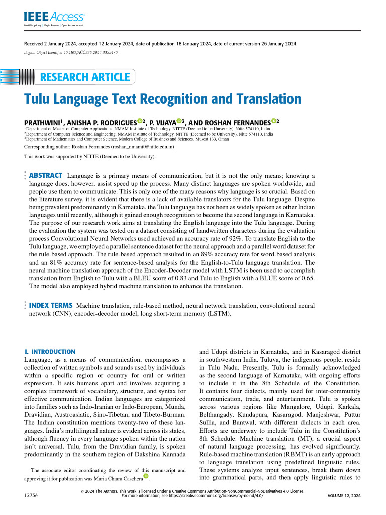 Tulu Language Text Recognition and Translation | PDF | Optical ...