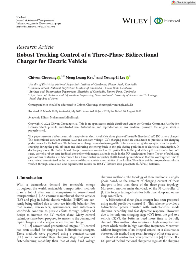 Journal of Advanced Transportation - 2022 - Choeung - Robust Tracking ...