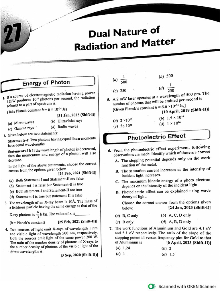 JEE - Mains - Advance - PYQ - 5 - Year S - Topic - Physics - Dual ...